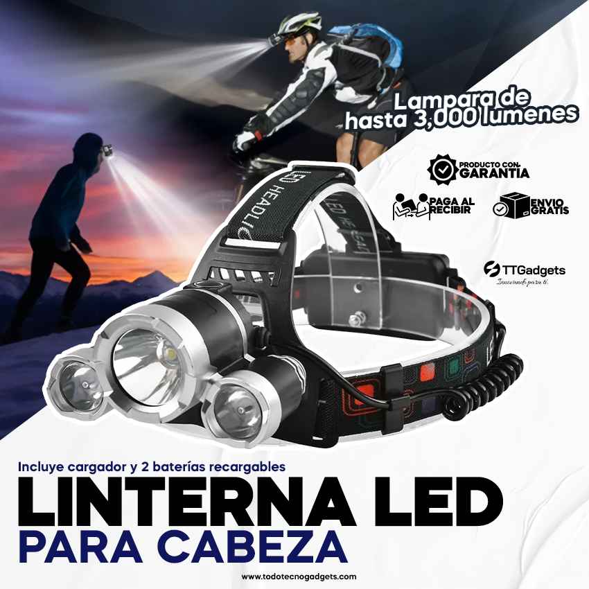 Lámpara Led para Cabeza Recargable & Lampara Minera SuperLight ...